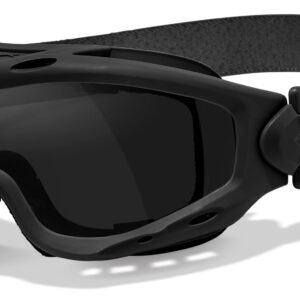 Wiley X Spear Goggle Sunglasses, ANSI Z87 Safety Ballistic Rated Goggles for Men and Women, UV Eye Protection for Shooting and Tactical, Matte Black Frame, Smoke Grey and Clear Changeable Lenses