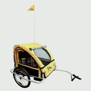 m-wave foldable bicycle trailer with suspension (yellow/black, 60 x 75 x 58-cm)