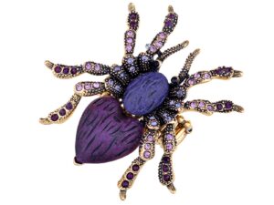 alilang stretchy golden tone purple rhinestones heart spider tarantula ring