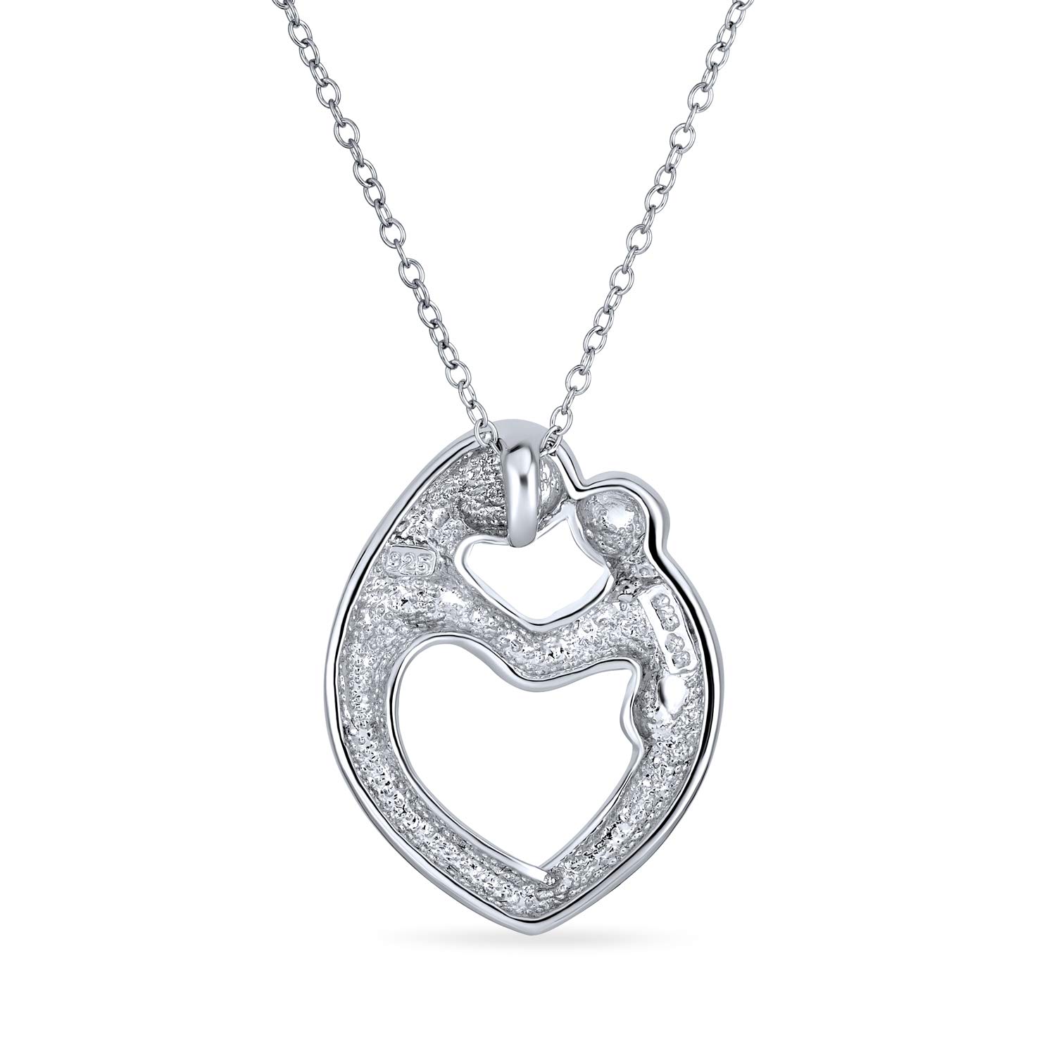 Family Parent New Mother Mom Loving Son Child Daughter Heart Shaped Pendant Necklace For Women .925 Sterling Silver