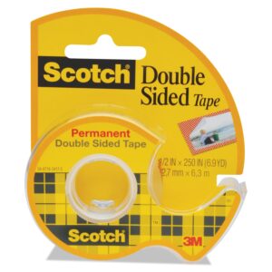 scotch 136 double-sided tape,w/dispenser,permanent,1/2-inch x250-inch,cl