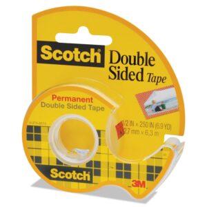 Scotch 136 Double-Sided Tape,w/Dispenser,Permanent,1/2-Inch x250-Inch,CL