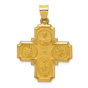 icecarats 14k yellow gold four way holy cross religious medal necklace christian pendant scapular charm 34mm x 24.5mm only