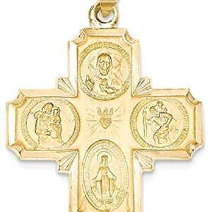 IceCarats 14K Yellow Gold Four Way Holy Cross Religious Medal Necklace Christian Pendant Scapular Charm 34mm x 24.5mm Only