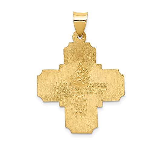 IceCarats 14K Yellow Gold Four Way Holy Cross Religious Medal Necklace Christian Pendant Scapular Charm 34mm x 24.5mm Only