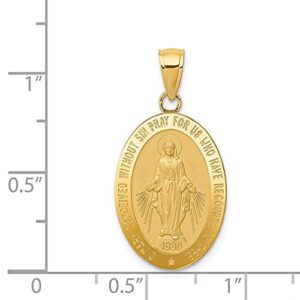 IceCarats 14K Yellow Gold Our Lady of Miraculous Medal Blessed Virgin Mary Necklace Charm Pendant 29mm x 14.5mm Only