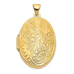 IceCarats 14K Yellow Gold Oval Personalized Photo Locket Necklace Charm Pendant 33.5mm x 19.65mm Only