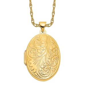 IceCarats 14K Yellow Gold Oval Personalized Photo Locket Necklace Charm Pendant 33.5mm x 19.65mm Only