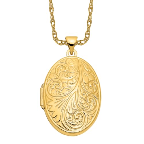 IceCarats 14K Yellow Gold Oval Personalized Photo Locket Necklace Charm Pendant 33.5mm x 19.65mm Only