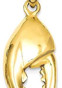 IceCarats 14K Yellow Gold Dangling Stone Crab Claw Necklace Charm Pendant Only