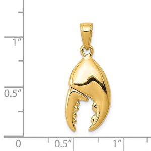 IceCarats 14K Yellow Gold Dangling Stone Crab Claw Necklace Charm Pendant Only