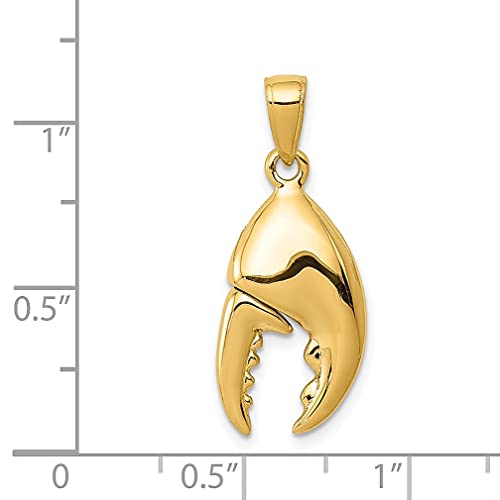 IceCarats 14K Yellow Gold Dangling Stone Crab Claw Necklace Charm Pendant Only