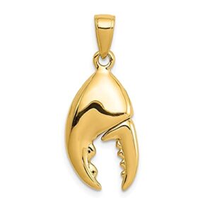 IceCarats 14K Yellow Gold Dangling Stone Crab Claw Necklace Charm Pendant Only