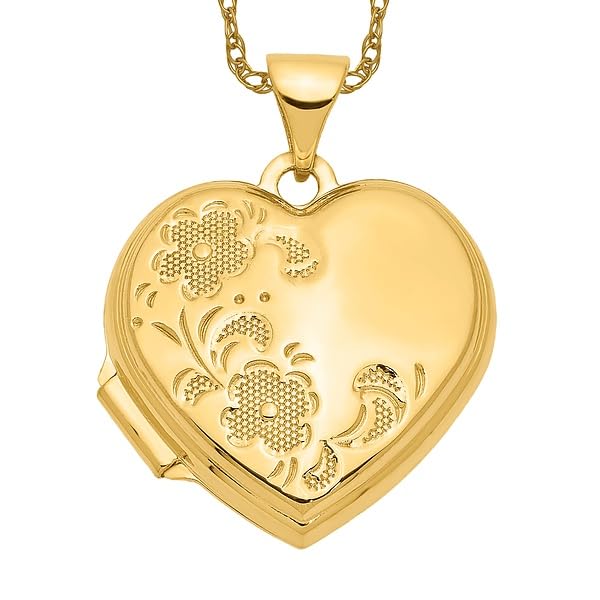 IceCarats 14K Yellow Gold Heart Love Shaped Flower Locket Necklace Charm Pendant 23mm x 18mm Only