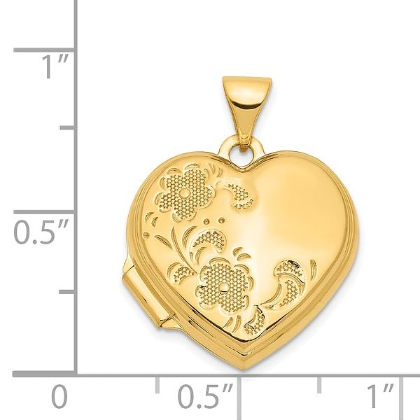 IceCarats 14K Yellow Gold Heart Love Shaped Flower Locket Necklace Charm Pendant 23mm x 18mm Only