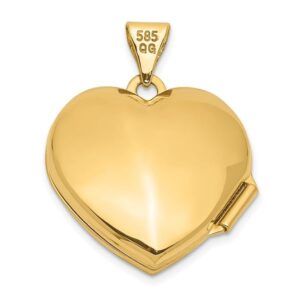 IceCarats 14K Yellow Gold Heart Love Shaped Flower Locket Necklace Charm Pendant 23mm x 18mm Only