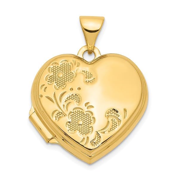 IceCarats 14K Yellow Gold Heart Love Shaped Flower Locket Necklace Charm Pendant 23mm x 18mm Only