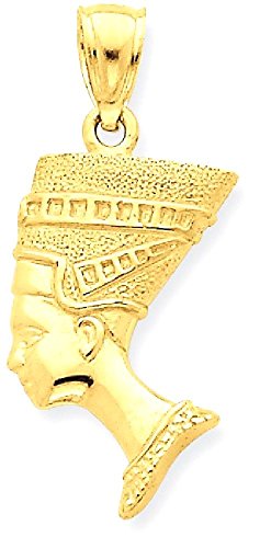 IceCarats 14K Yellow Gold Queen Nefertiti Necklace Egyptian Goddess Pendant African Charm 28mm x 14mm Only