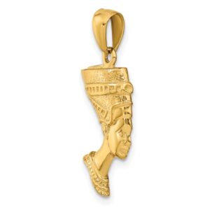 IceCarats 14K Yellow Gold Queen Nefertiti Necklace Egyptian Goddess Pendant African Charm 28mm x 14mm Only