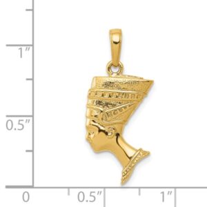 IceCarats 14K Yellow Gold Queen Nefertiti Necklace Egyptian Goddess Pendant African Charm 28mm x 14mm Only