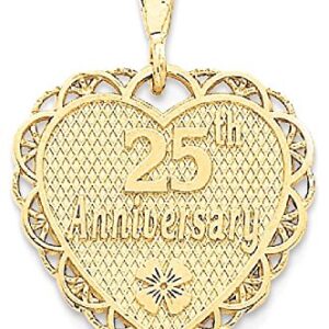 IceCarats 14K Yellow Gold Reversible 25th Anniversary Necklace Charm Pendant Only