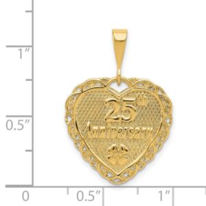 IceCarats 14K Yellow Gold Reversible 25th Anniversary Necklace Charm Pendant Only