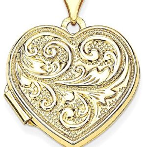 IceCarats 14K Yellow Gold Love You Always Heart Personalized Photo Locket Necklace Charm Pendant 24mm x 18.75mm Only