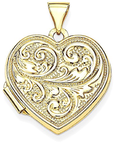 IceCarats 14K Yellow Gold Love You Always Heart Personalized Photo Locket Necklace Charm Pendant 24mm x 18.75mm Only