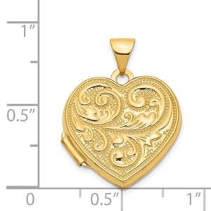 IceCarats 14K Yellow Gold Love You Always Heart Personalized Photo Locket Necklace Charm Pendant 24mm x 18.75mm Only