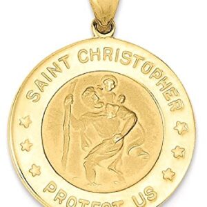 IceCarats 14K Yellow Gold Saint Christopher Medal Patron of Travelers Athletes Protection Necklace Christian Religious Pendant Faith Charm 28mm x 19mm Only