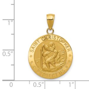 IceCarats 14K Yellow Gold Saint Christopher Medal Patron of Travelers Athletes Protection Necklace Christian Religious Pendant Faith Charm 28mm x 19mm Only