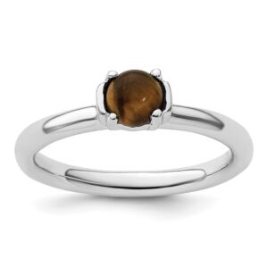 icecarats 925 sterling silver tigers eye stackable ring gemstone band size 6