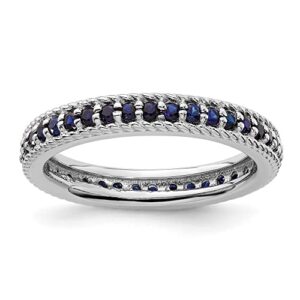 icecarats 925 sterling silver created blue sapphire eternity stackable ring gemstone band september birthstone jewelry size 8