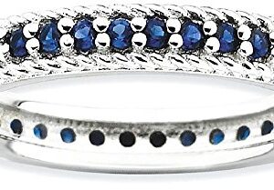 IceCarats 925 Sterling Silver Created Blue Sapphire Eternity Stackable Ring Gemstone Band September Birthstone Jewelry Size 8