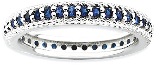 IceCarats 925 Sterling Silver Created Blue Sapphire Eternity Stackable Ring Gemstone Band September Birthstone Jewelry Size 8