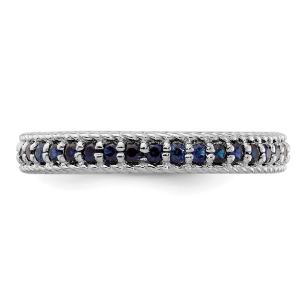 IceCarats 925 Sterling Silver Created Blue Sapphire Eternity Stackable Ring Gemstone Band September Birthstone Jewelry Size 8