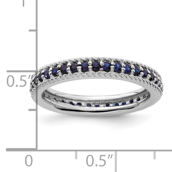 IceCarats 925 Sterling Silver Created Blue Sapphire Eternity Stackable Ring Gemstone Band September Birthstone Jewelry Size 8