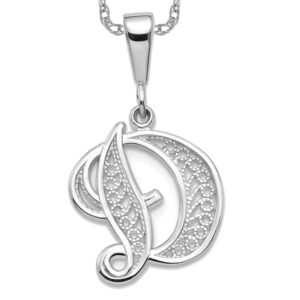 14k white gold dainty letter d initial name monogram necklace charm pendant only