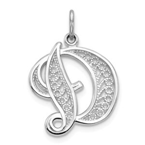 14K White Gold Dainty Letter D Initial Name Monogram Necklace Charm Pendant Only