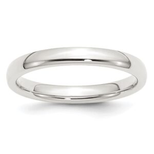 icecarats 925 sterling silver 3mm comfort fit plain classic wedding band ring size 6