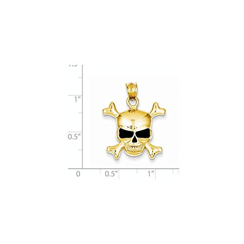 IceCarats 14K Yellow Gold Skull Necklace Charm Pendant Only