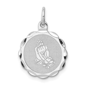 icecarats 925 sterling silver jesus christ praying hands lord serenity prayer disc necklace religious pendant christian faith charm only