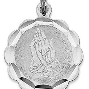 IceCarats 925 Sterling Silver Jesus Christ Praying Hands Lord Serenity Prayer Disc Necklace Religious Pendant Christian Faith Charm Only