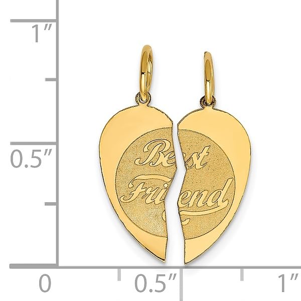 IceCarats 14K Yellow Gold Set Best Friend Necklace Charm Pendant