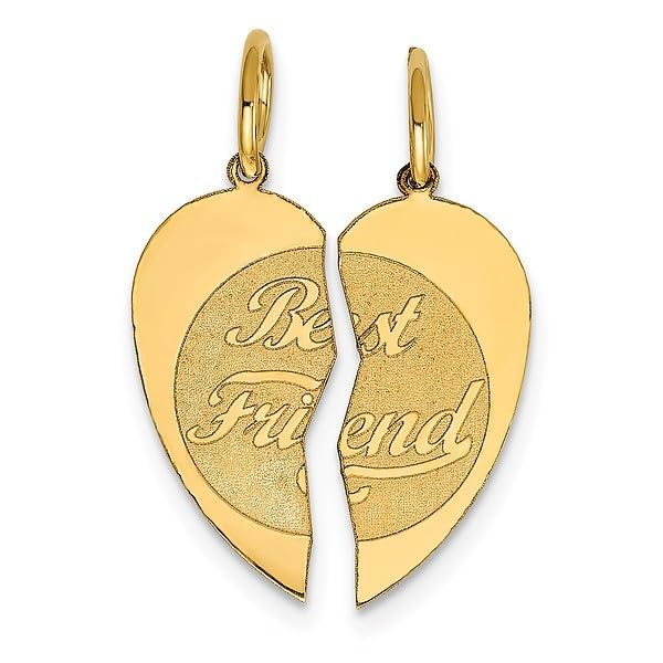 IceCarats 14K Yellow Gold Set Best Friend Necklace Charm Pendant