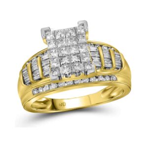 dazzlingrock collection 14kt yellow gold womens princess diamond cluster bridal wedding engagement ring 2.00 ctw