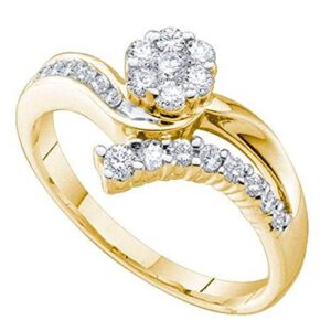 dazzlingrock collection 0.51 carat (ctw) 14k round diamond ladies swirl cluster flower bridal engagement ring 1/2 ct, yellow gold