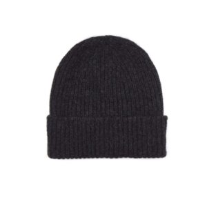 100% cashmere unisex beanie hat, charcoal