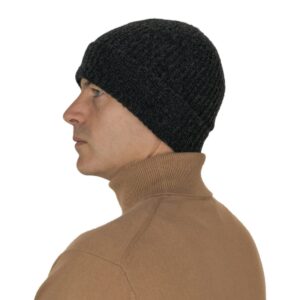 100% Cashmere Unisex Beanie Hat, Charcoal