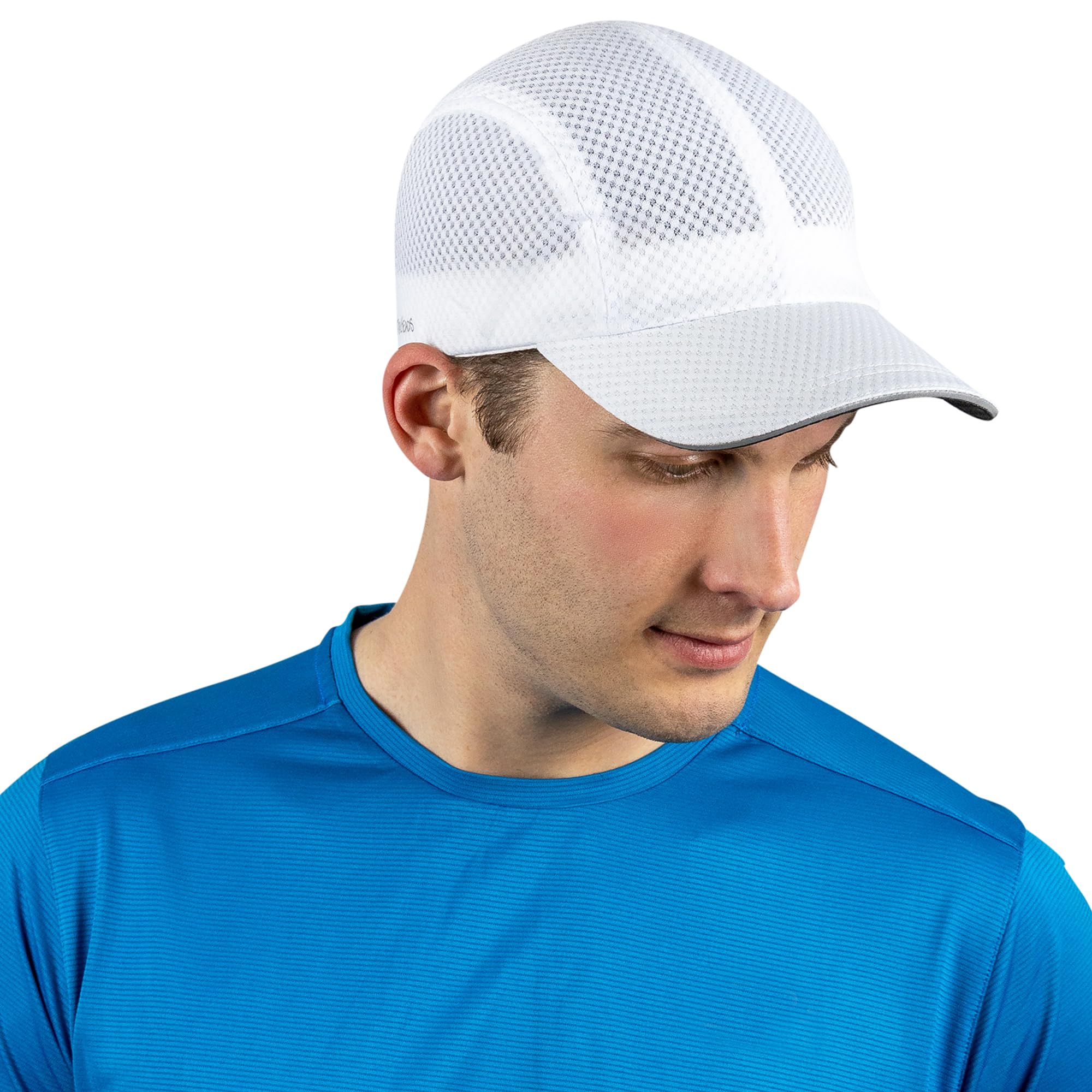 TrailHeads Performance Mens Running Hat - Lightweight, Quick Dry Workout Hats for Men - Athletic Sports Cap for Tennis, Gym White